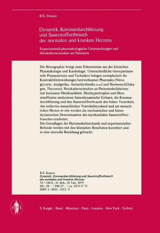Dynamik, Koronardurchblutung und Sauerstoffverbrauch des normalen und ...