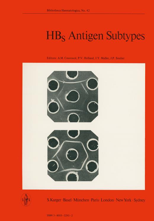 HBs Antigen SubtypesInternational Workshop, Paris, April 1975 | Books ...