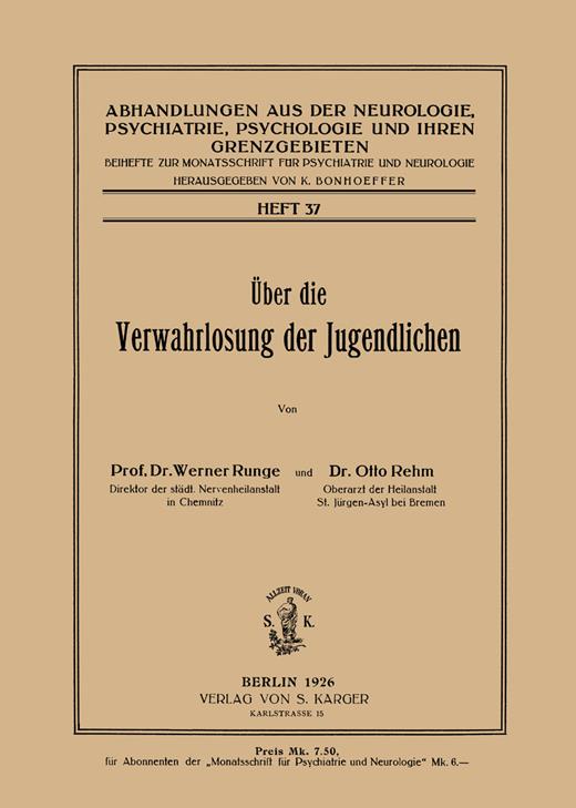 Klinischer Teil.(Zugleich vergleichende Untersuchungen an verwahrlosten ...