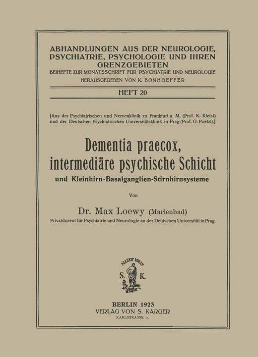 Dementia praecox, intermediäre psychische Schicht und Kleinhirn ...
