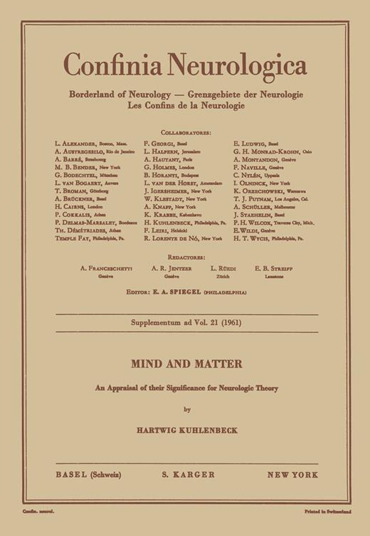 Mind and Matter: An Appraisal of Their Significance for Neurological ...