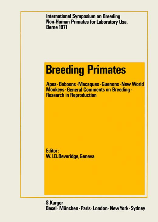 Experimental Control of Reproduction in Primates | Breeding ...