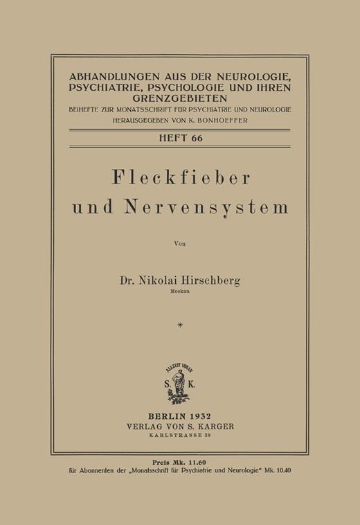 V. Rückenmark | Fleckfieber und Nervensystem | Books Gateway | Karger ...
