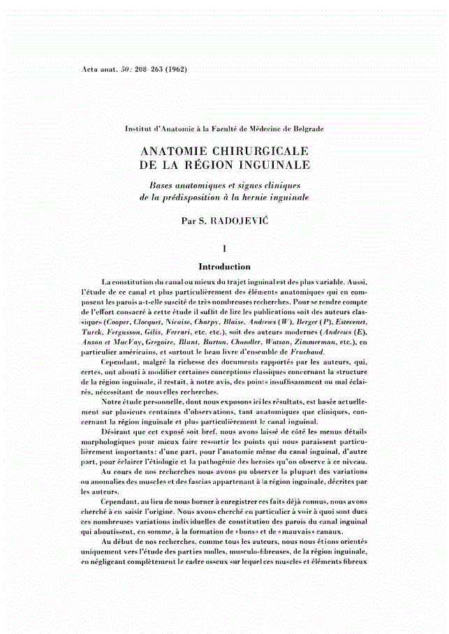 ANATOMIE CHIRURGICALE DE LA RÉGION INGUINALE | Acta Anatomica | Karger ...