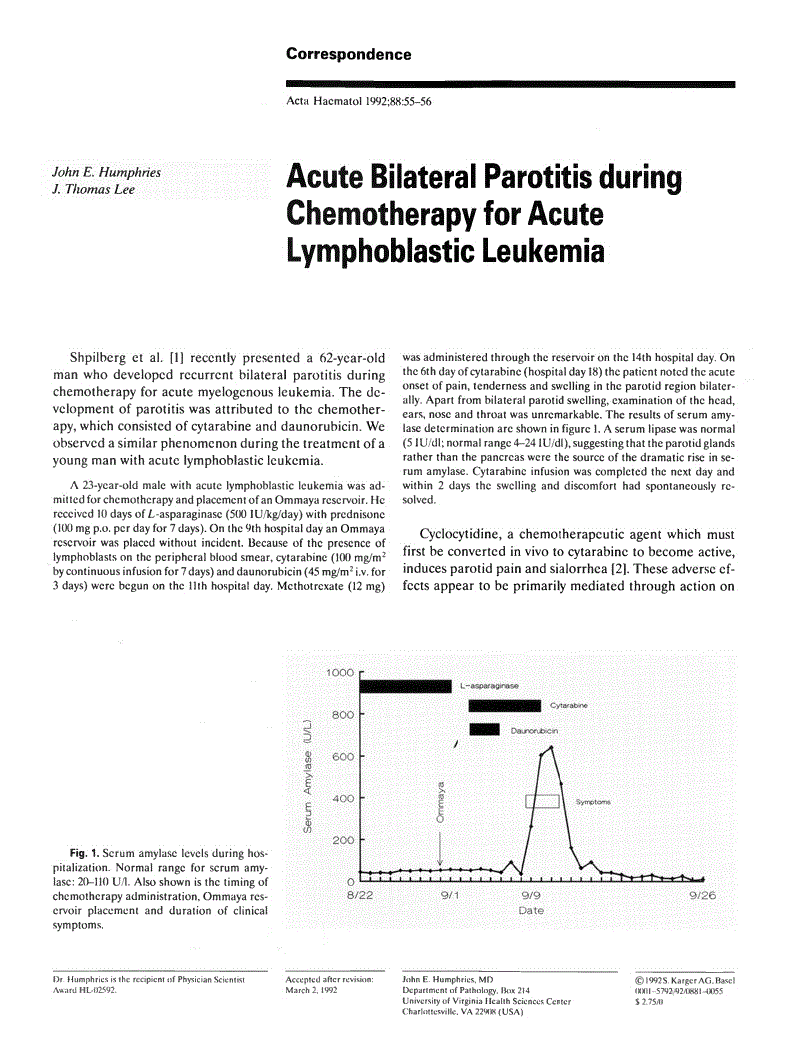 Acute Bilateral Parotitis during Chemotherapy for Acute Lymphoblastic ...