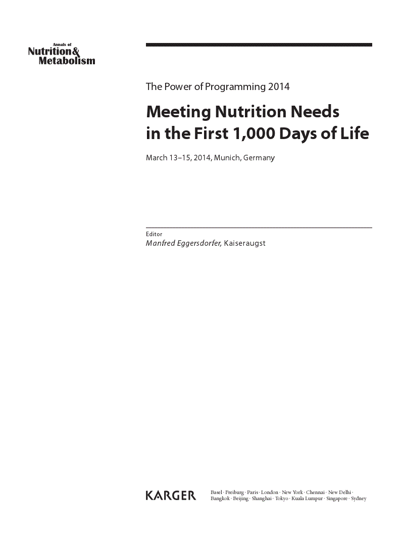 Title Page | Annals of Nutrition and Metabolism | Karger Publishers