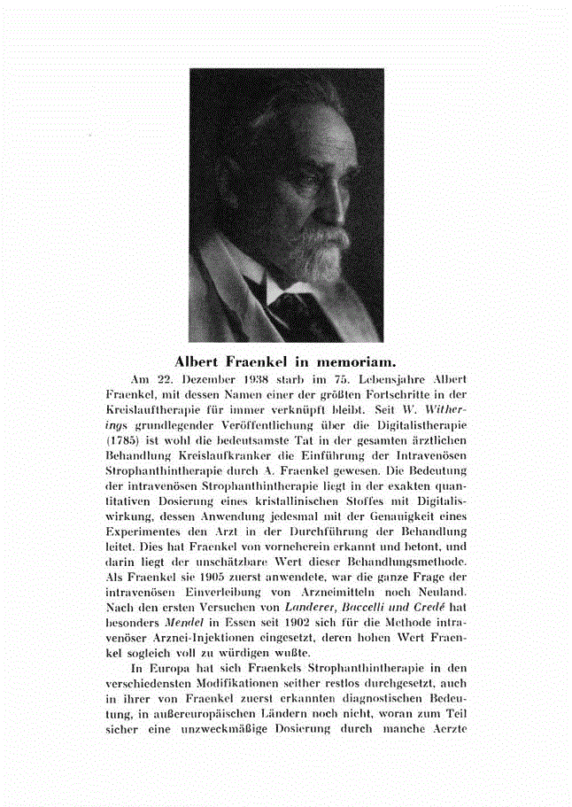 Albert Fraenkel in memoriam | Cardiologia | Karger Publishers