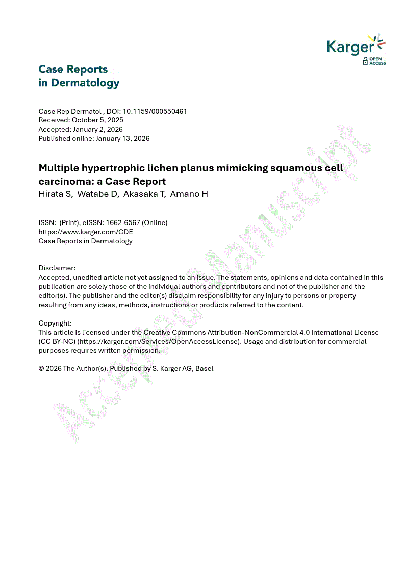 Multiple hypertrophic lichen planus mimicking squamous cell carcinoma ...