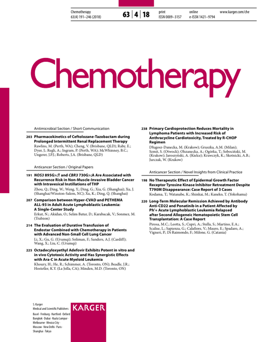 Volume 63 Issue 4 | Chemotherapy | Karger Publishers