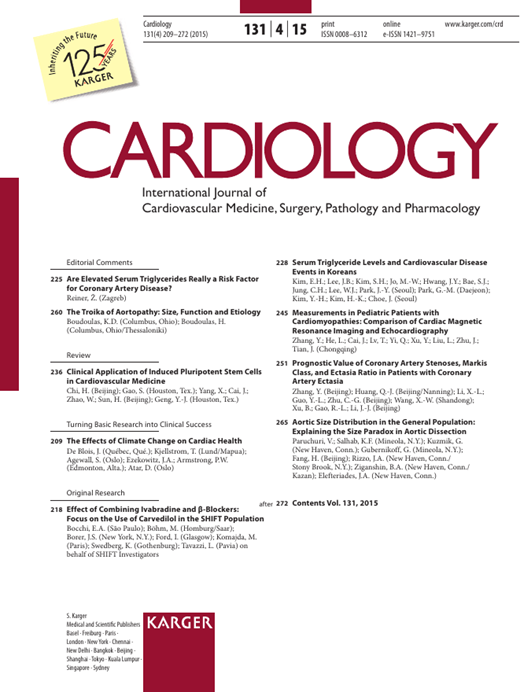 Contents Vol. 131, 2015 | Cardiology | Karger Publishers