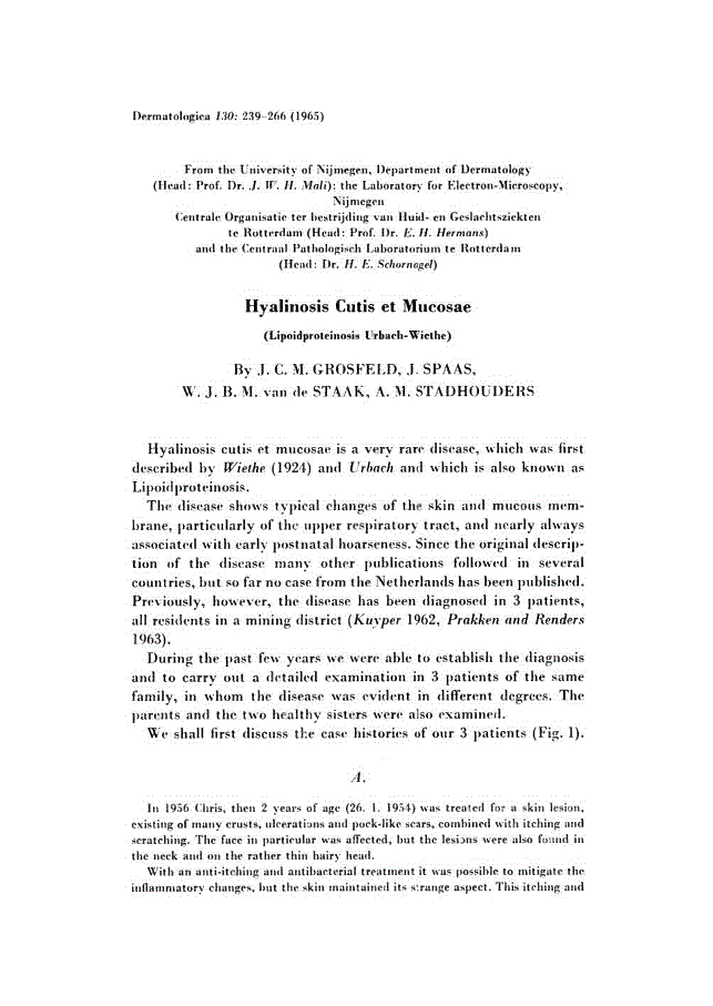 Hyalinosis Cutis et Mucosae | Dermatology | Karger Publishers
