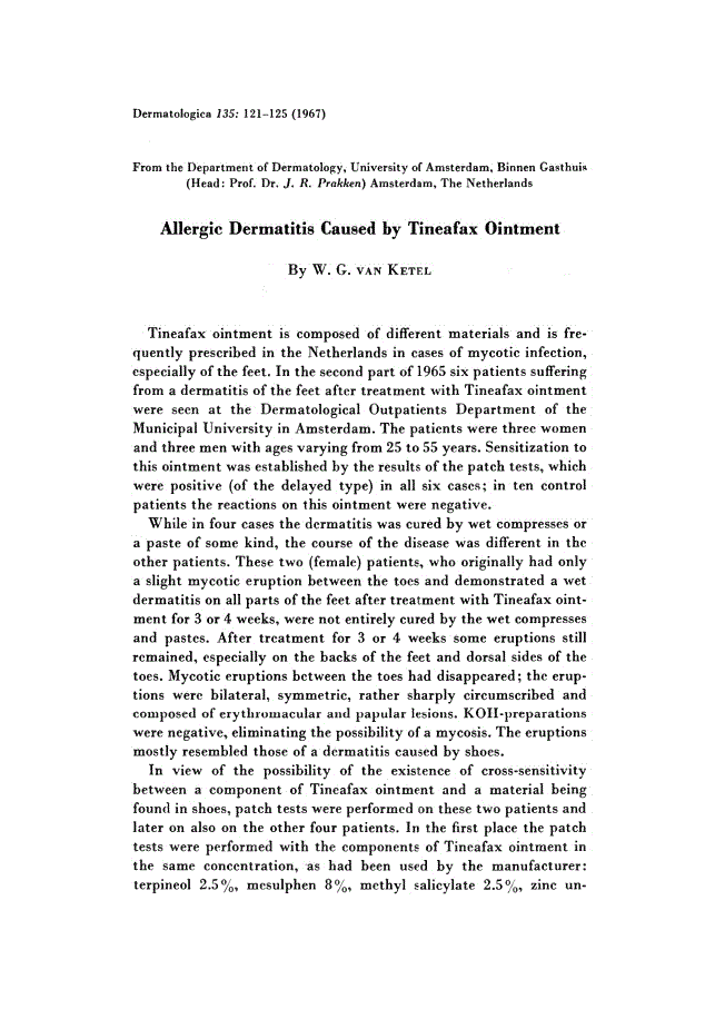 Allergic Dermatitis Caused by Tineafax Ointment | Dermatology | Karger ...