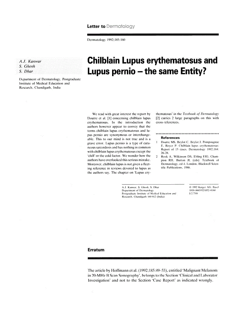 Chilblain Lupus erythematosus and Lupus pernio – the same Entity ...