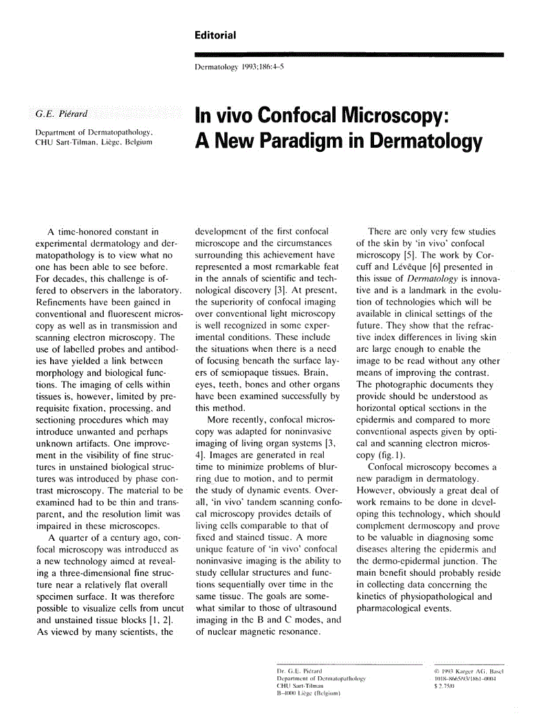 In vivo Confocal Microscopy: A New Paradigm in Dermatology ...