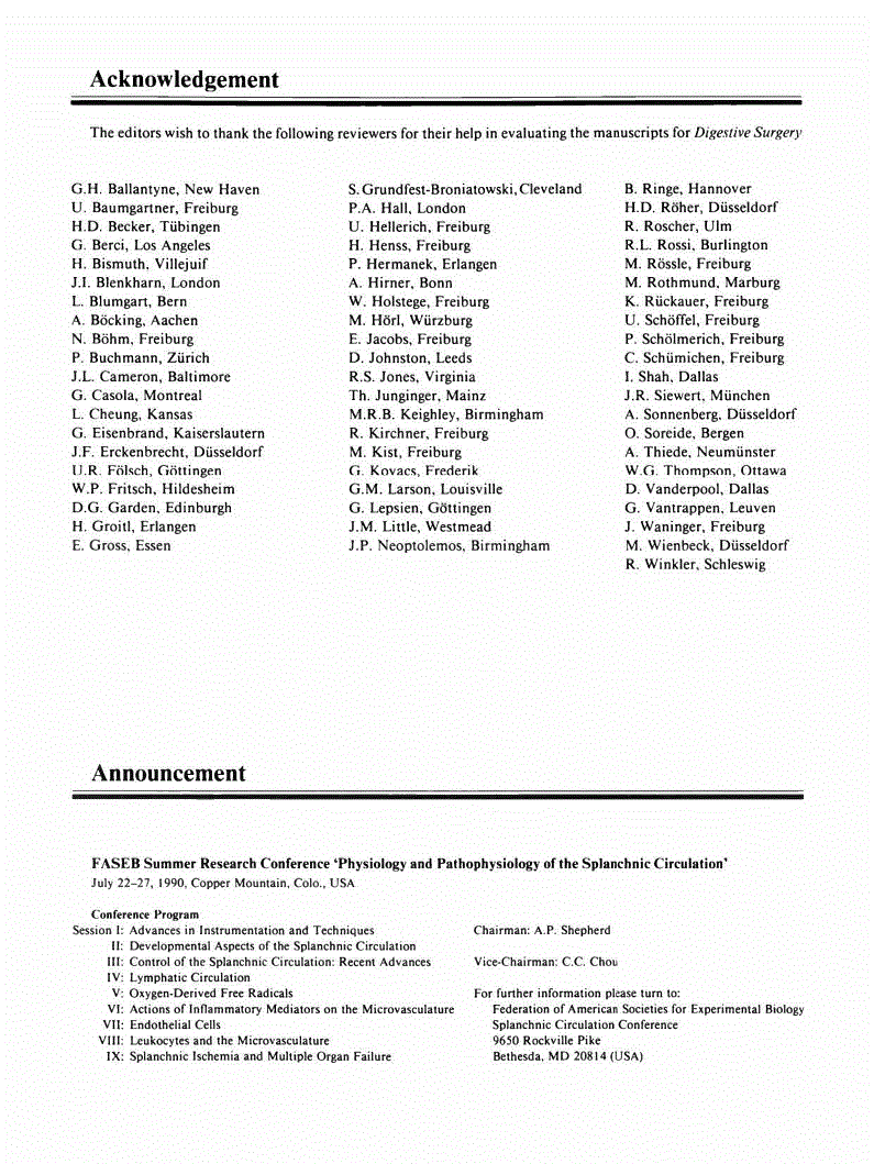 Acknowledgement / Announcement | Digestive Surgery | Karger Publishers