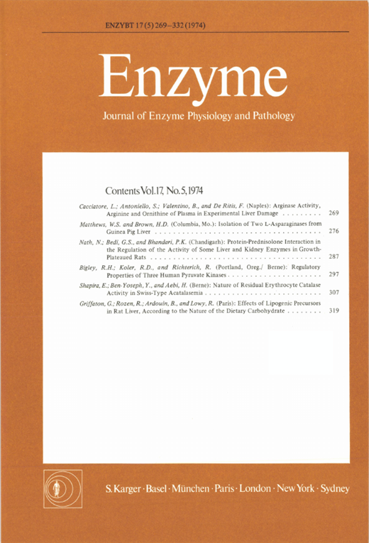 Volume 17 Issue 5 | Enzymologia biologica et clinica | Karger Publishers