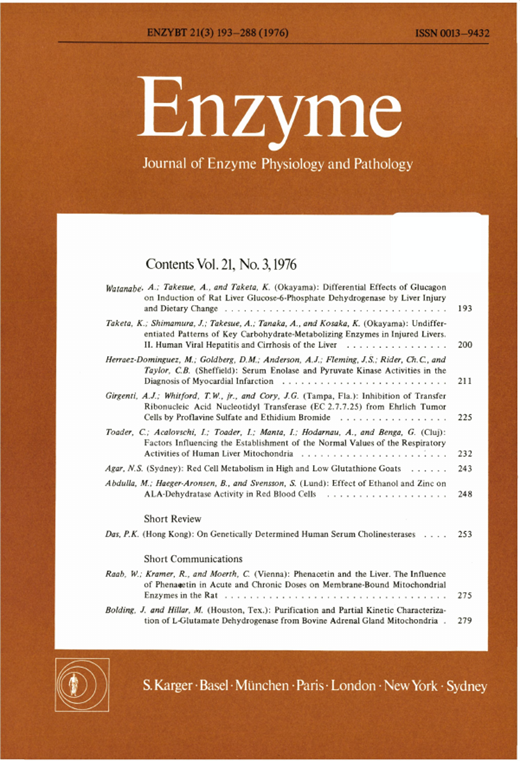 Red Cell Metabolism in High and Low Glutathione Goats | Enzymologia ...