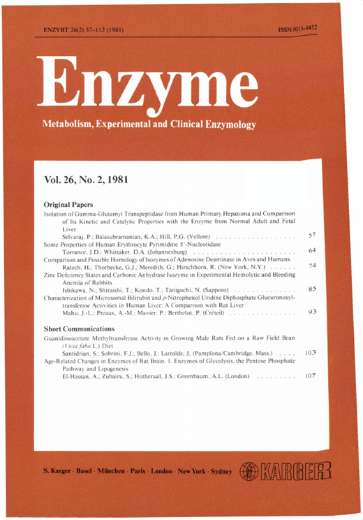 Volume 26 Issue 2 | Enzymologia biologica et clinica | Karger Publishers