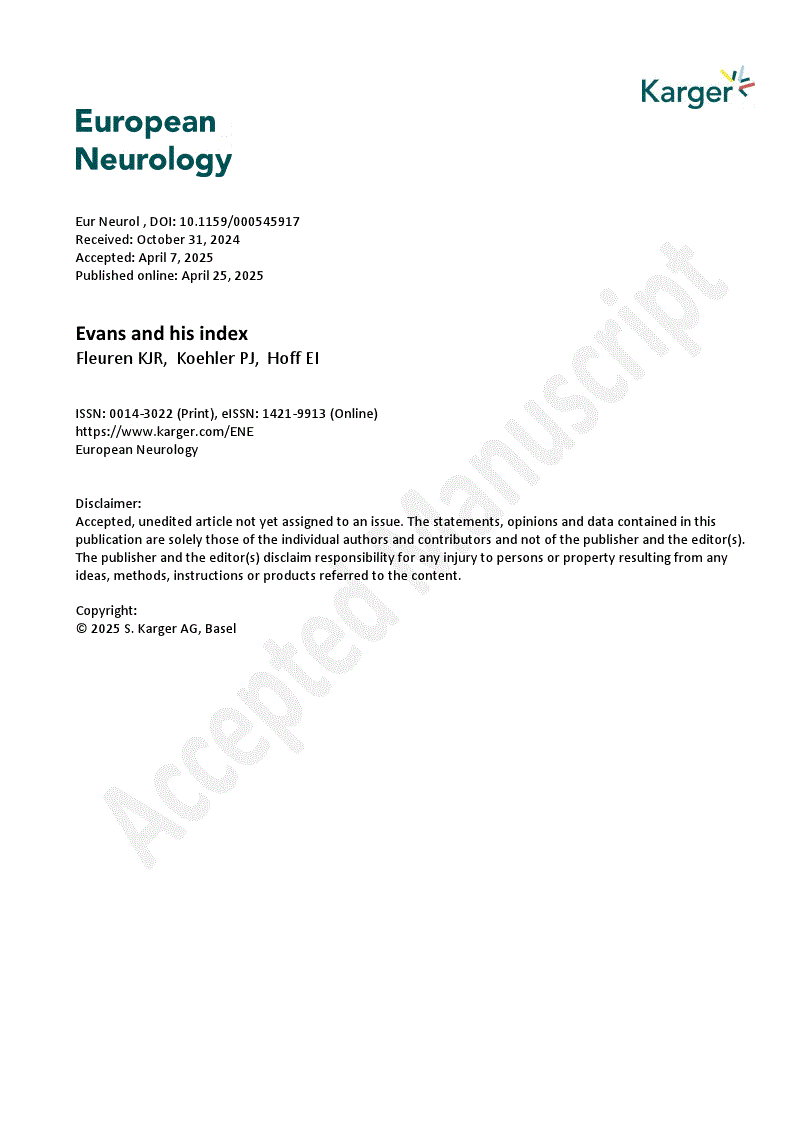 Evans and his index | European Neurology | Karger Publishers