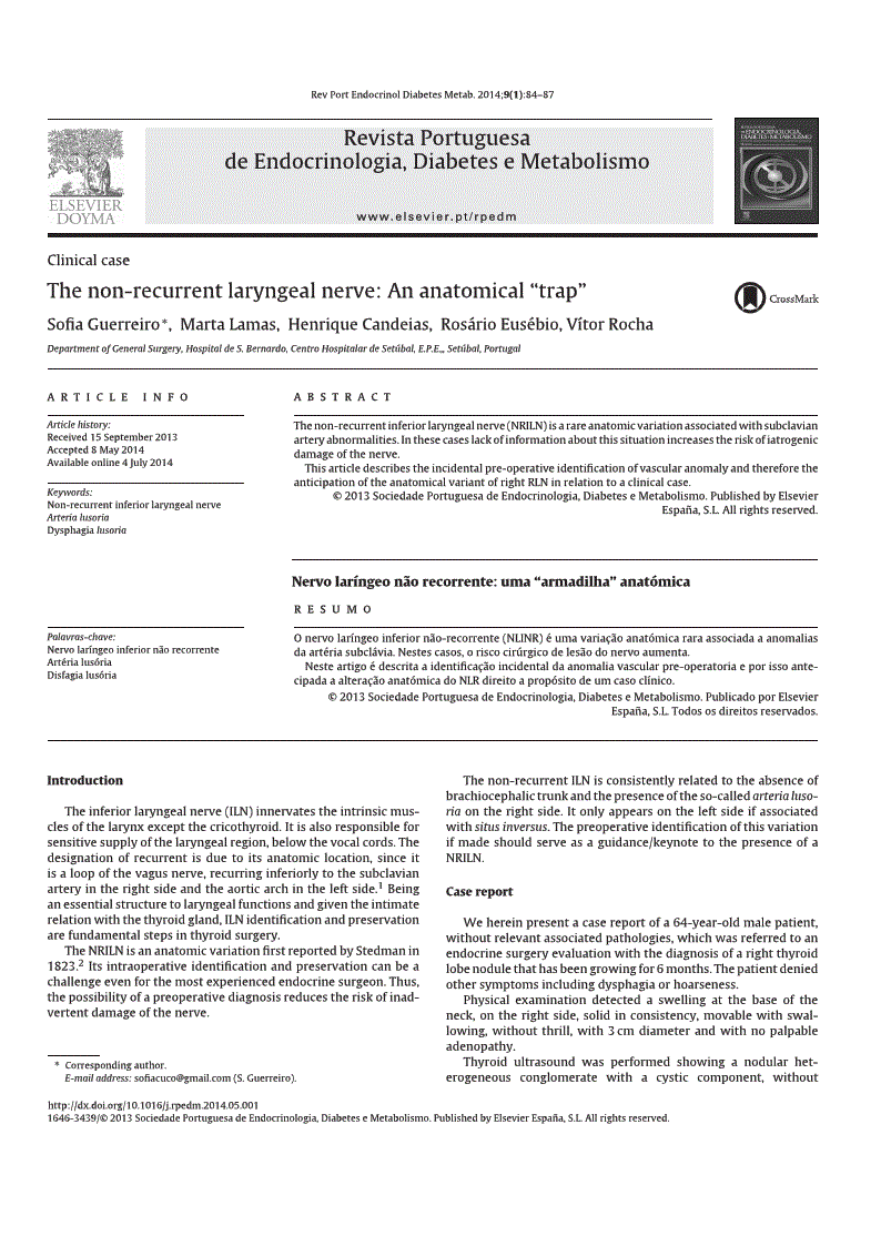 The non-recurrent laryngeal nerve: An anatomical “trap” | Endocrinology ...