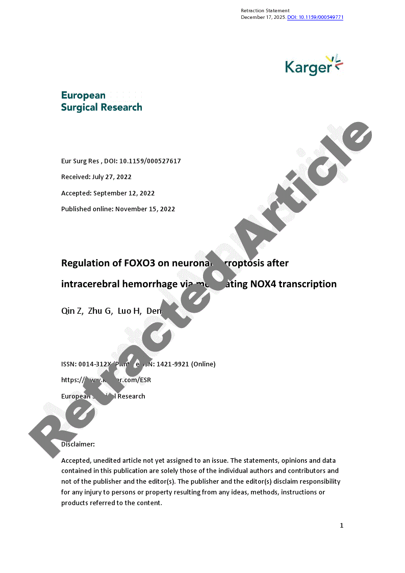 Retracted Paper - Regulation of FOXO3 on neuronal ferroptosis after ...