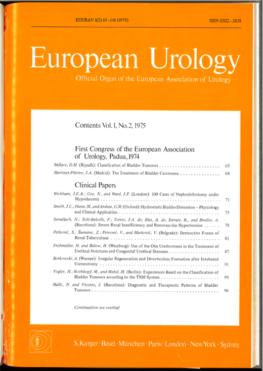 Classification of Bladder Tumours | European Urology | Karger Publishers