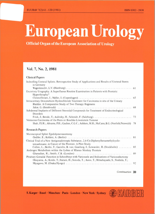 Indwelling Ureteral Splints | European Urology | Karger Publishers