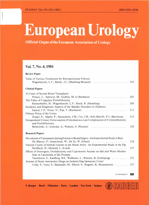 The Value of Coagulum Pyelolithotomy | European Urology | Karger Publishers