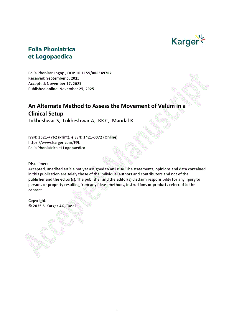 An Alternate Method to Assess the Movement of Velum in a Clinical Setup ...
