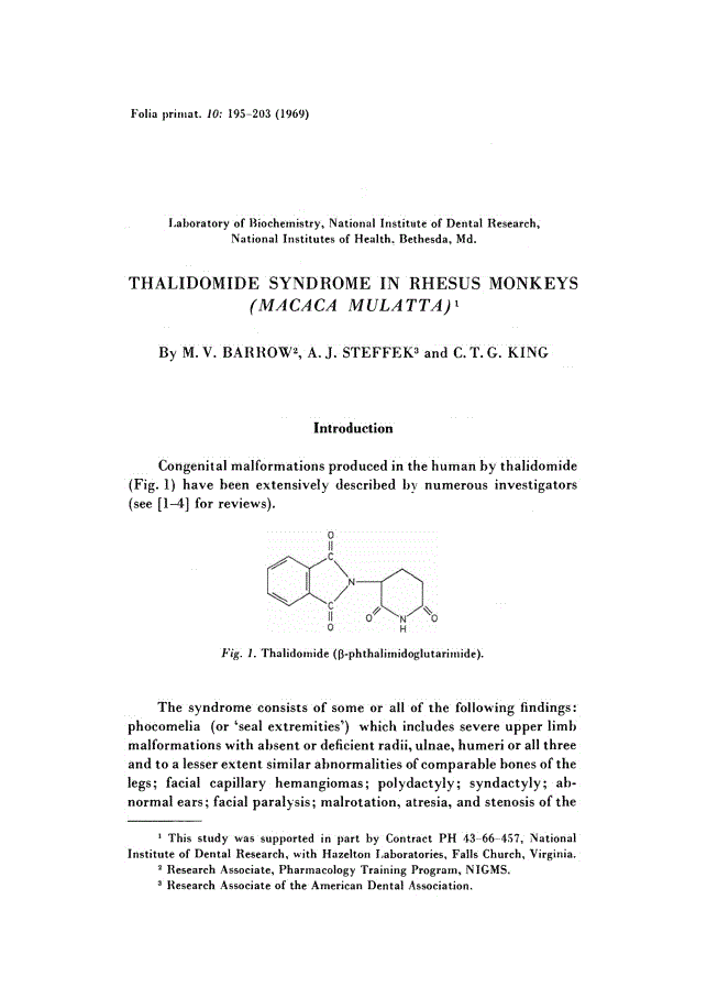 THALIDOMIDE SYNDROME IN RHESUS MONKEYS (MACACA MULATTA) | Folia ...
