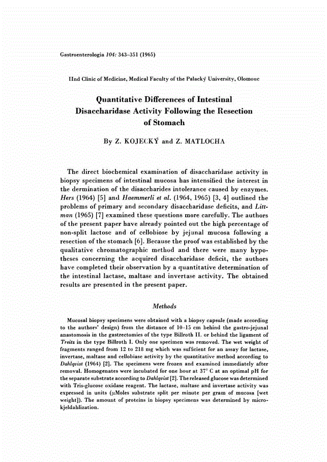 Quantitative Differences of Intestinal Disaccharidase Activity ...