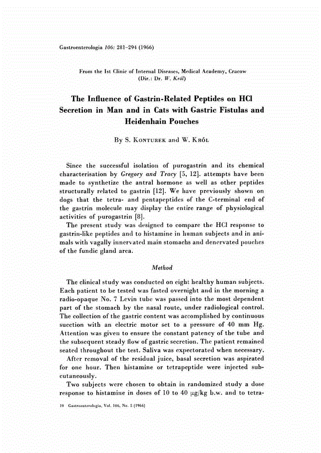 The Influence of Gastrin-Related Peptides on HCl Secretion in Man and ...