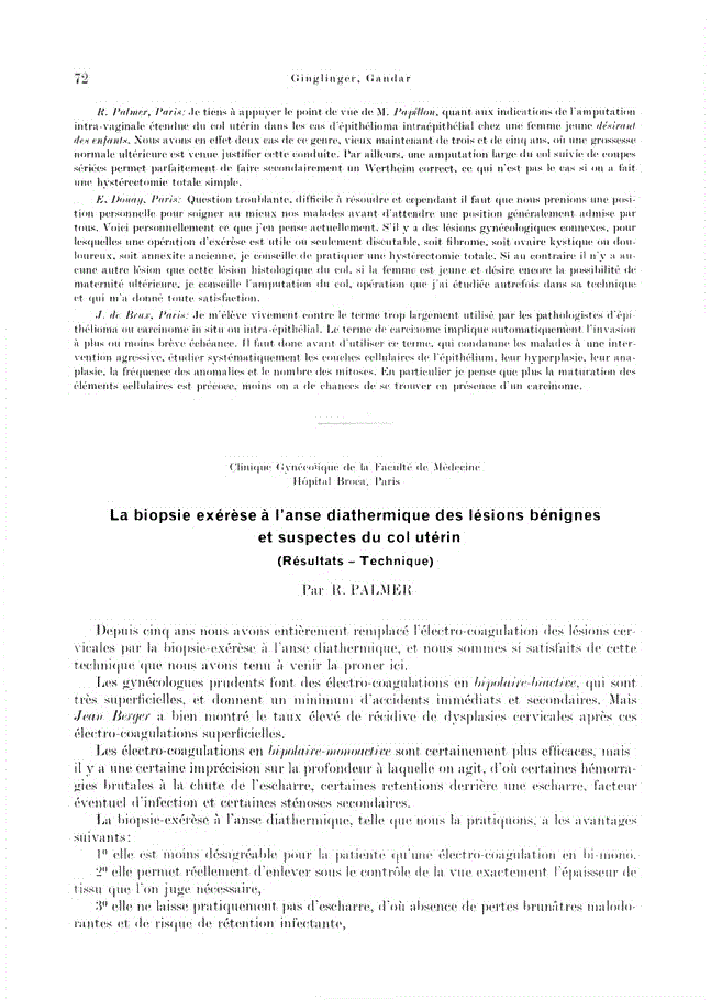La biopsie exérèse à I'anse diathermique des lésions bénignes et ...