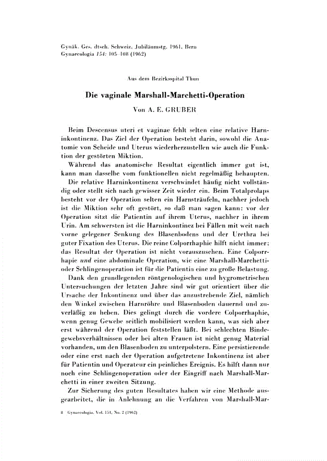 Die vaginale Marshall-Marchetti-Operation | Gynecologic and Obstetric ...