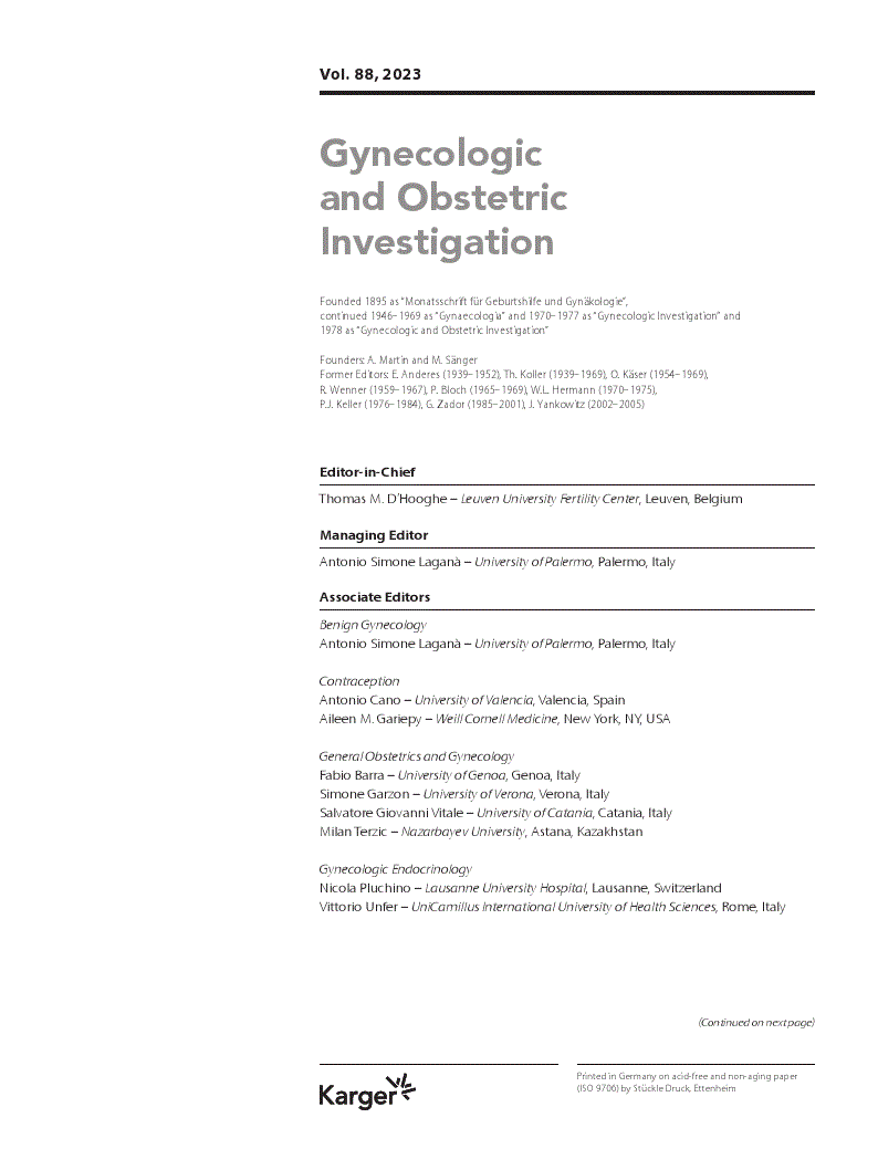 Contents | Gynecologic and Obstetric Investigation | Karger Publishers