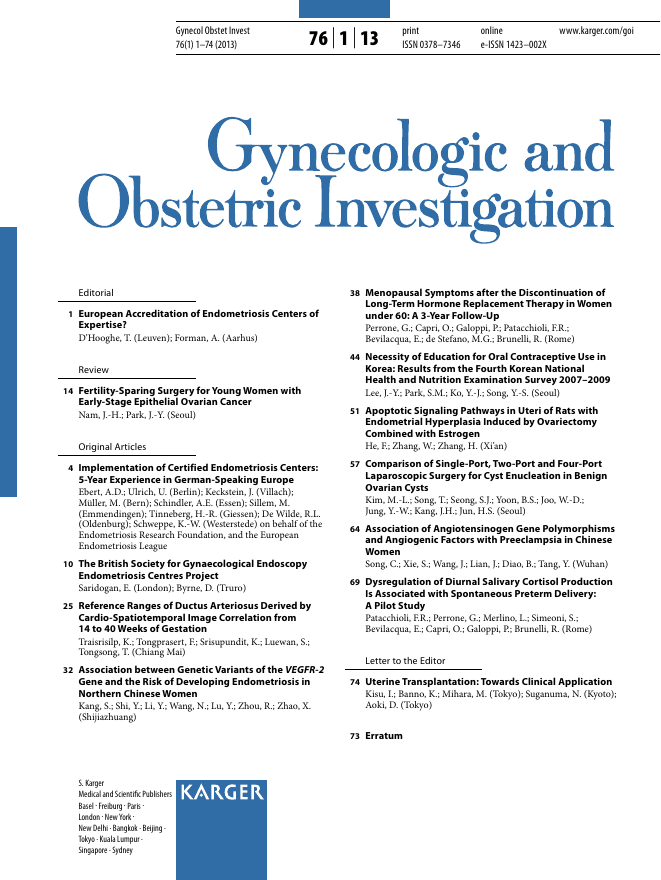 Volume 76 Issue 1 | Gynecologic and Obstetric Investigation | Karger ...