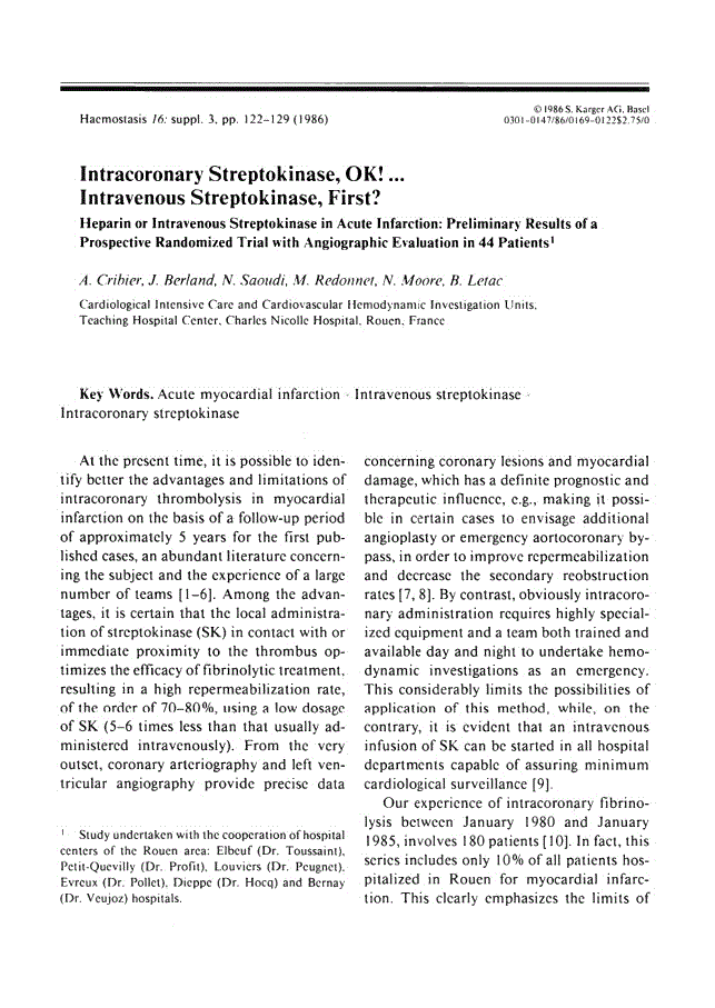 Intracoronary Streptokinase, OK!... Intravenous Streptokinase, First? | Pathophysiology of ...