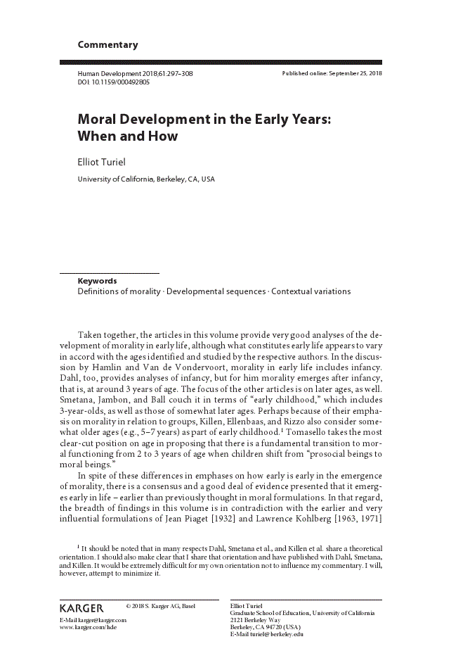 Moral Development in the Early Years: When and How | Human Development ...