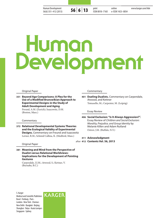 Relational Developmental Systems Theories and the Ecological Validity ...