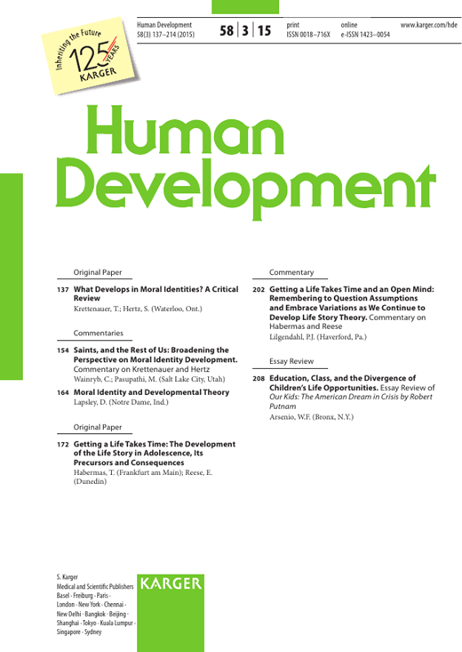 Moral Identity and Developmental Theory | Human Development | Karger ...