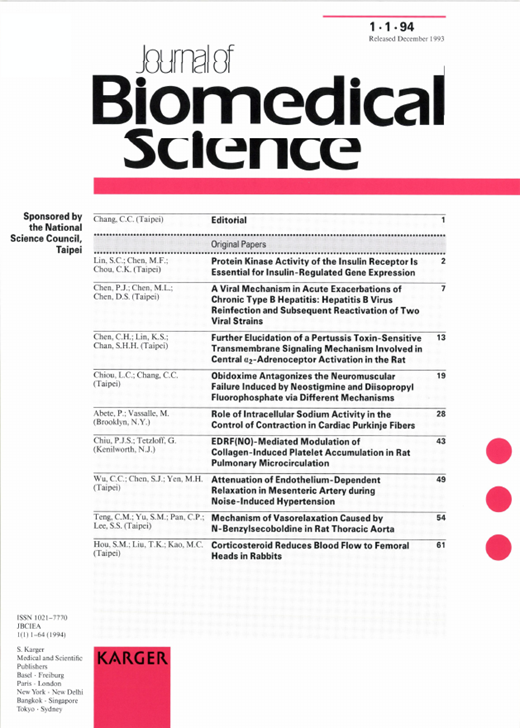 Volume 1 Issue 1 | Journal of Biomedical Science | Karger Publishers