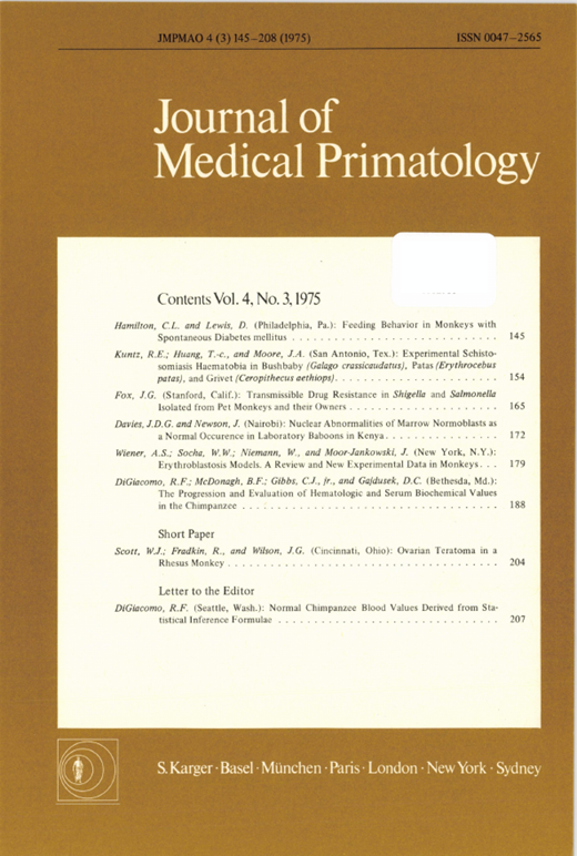 Normal Chimpanzee Blood Values Derived from Statistical Inference ...