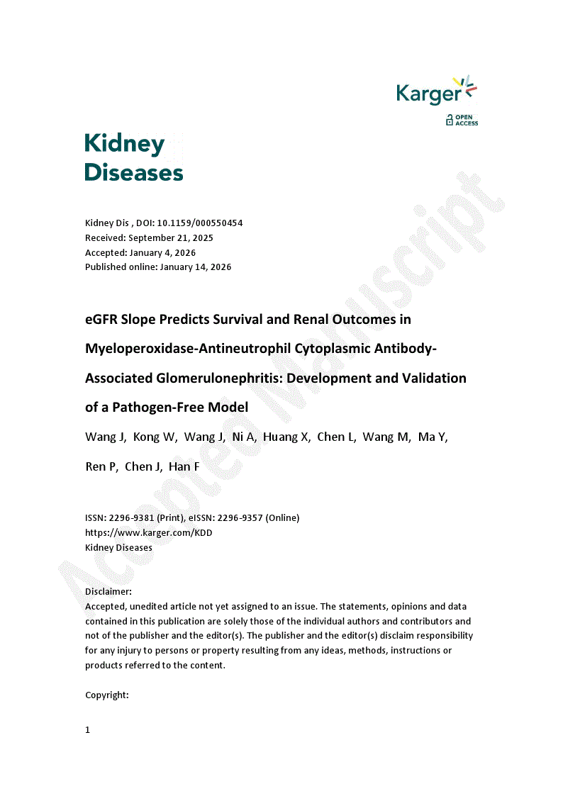 eGFR Slope Predicts Survival and Renal Outcomes in Myeloperoxidase ...
