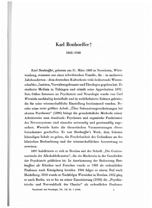 Karl Bonhoeffer † | Monatsschrift für Psychiatrie und Neurologie ...