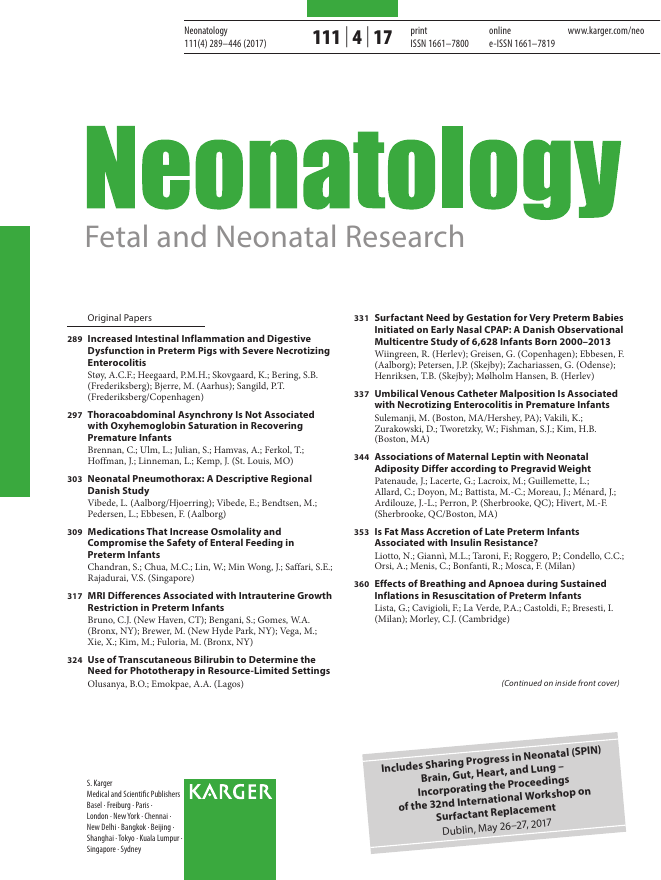 Volume 111 Issue 4 | Neonatology | Karger Publishers