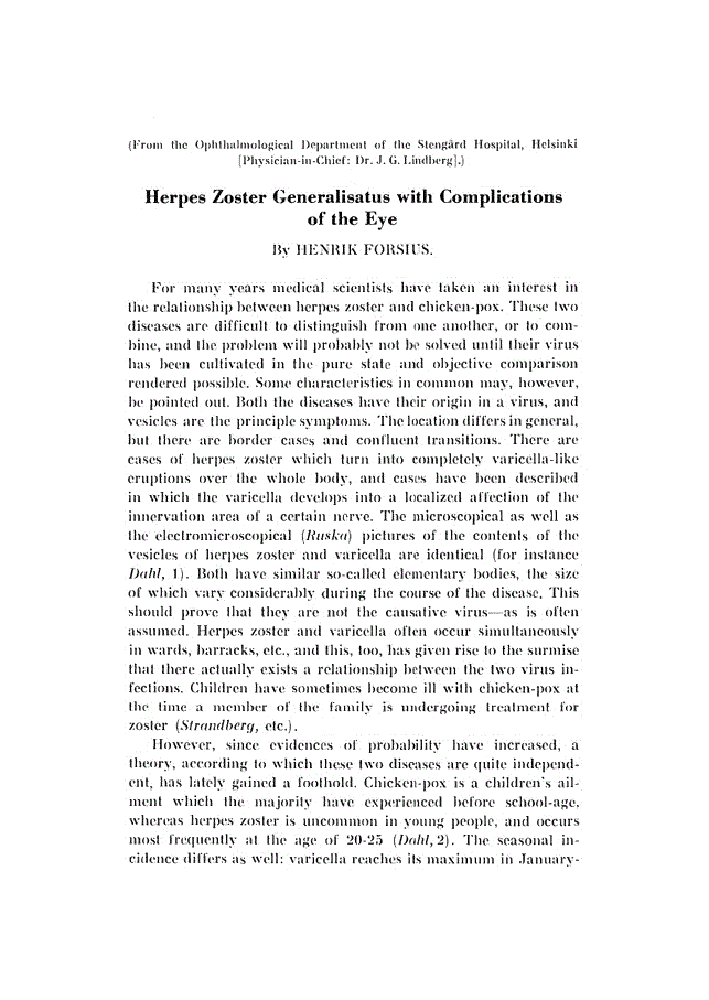 Herpes Zoster Generalisatus with Complications of the Eye ...