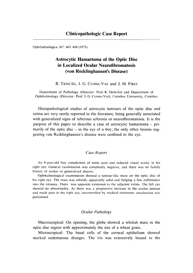 Astrocytic Hamartoma of the Optic Disc in Localized Ocular ...