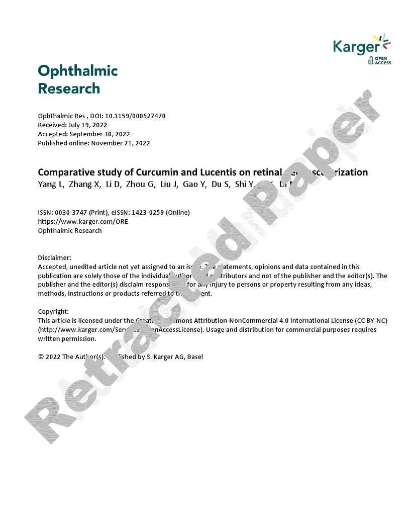 Retracted Paper - Comparative study of Curcumin and Lucentis on retinal ...