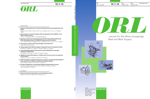 Volume 74 Issue 1 | ORL | Karger Publishers