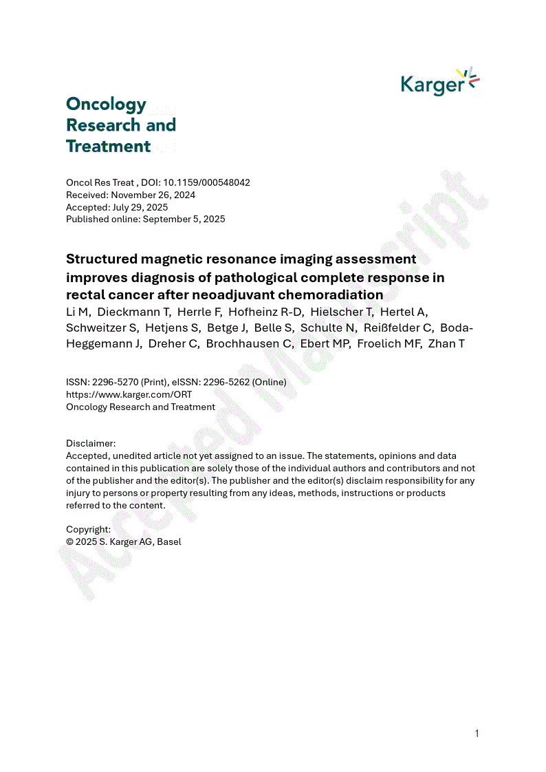 Structured magnetic resonance imaging assessment improves diagnosis of pathological complete ...
